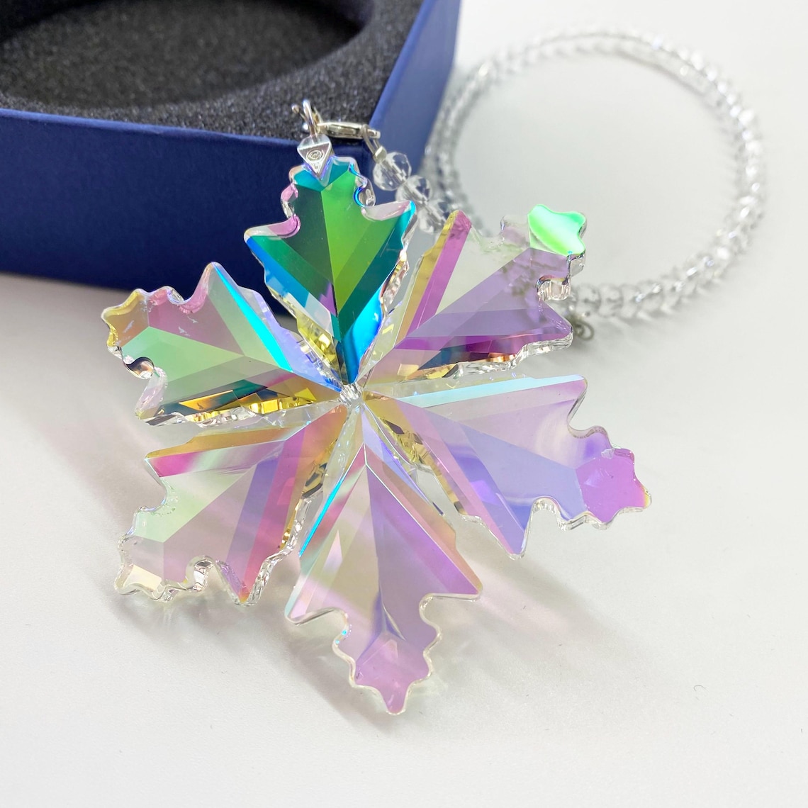 75mm Suncatcher K9 Crystal AB Star Snowflake Prism Rainbow Aurora ...