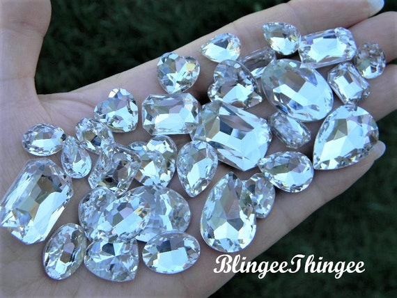 CRYSTAL CLEAR Glass Point Back Gems Jewels Rhinestones Hearts - Etsy
