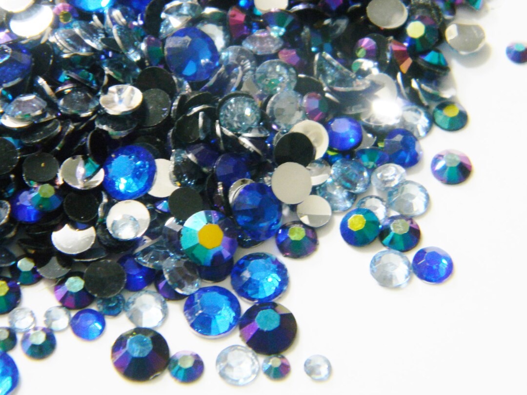 1500 Blue Mixed Sizes Colors Flatback Resin Rhinestones Montana AB ...