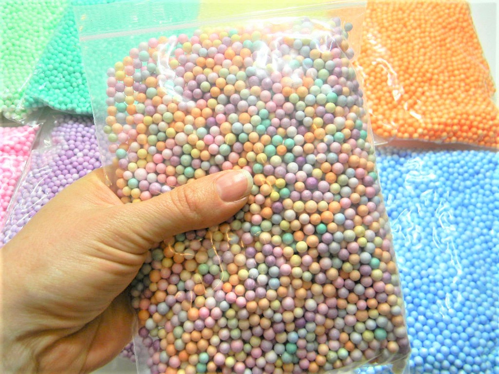 PASTEL COLORS Mini Styrofoam Balls 4mm - 6mm Polystyrene Filler Foam Ball Beads You Choose Color ...