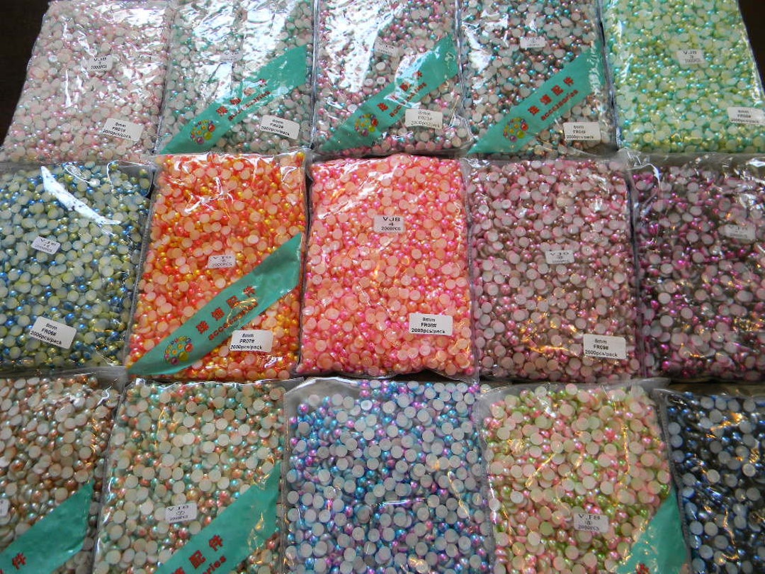RAINBOW PEARLS Wholesale Bulk Bags Rainbow Ombre Flatback Half Round ...