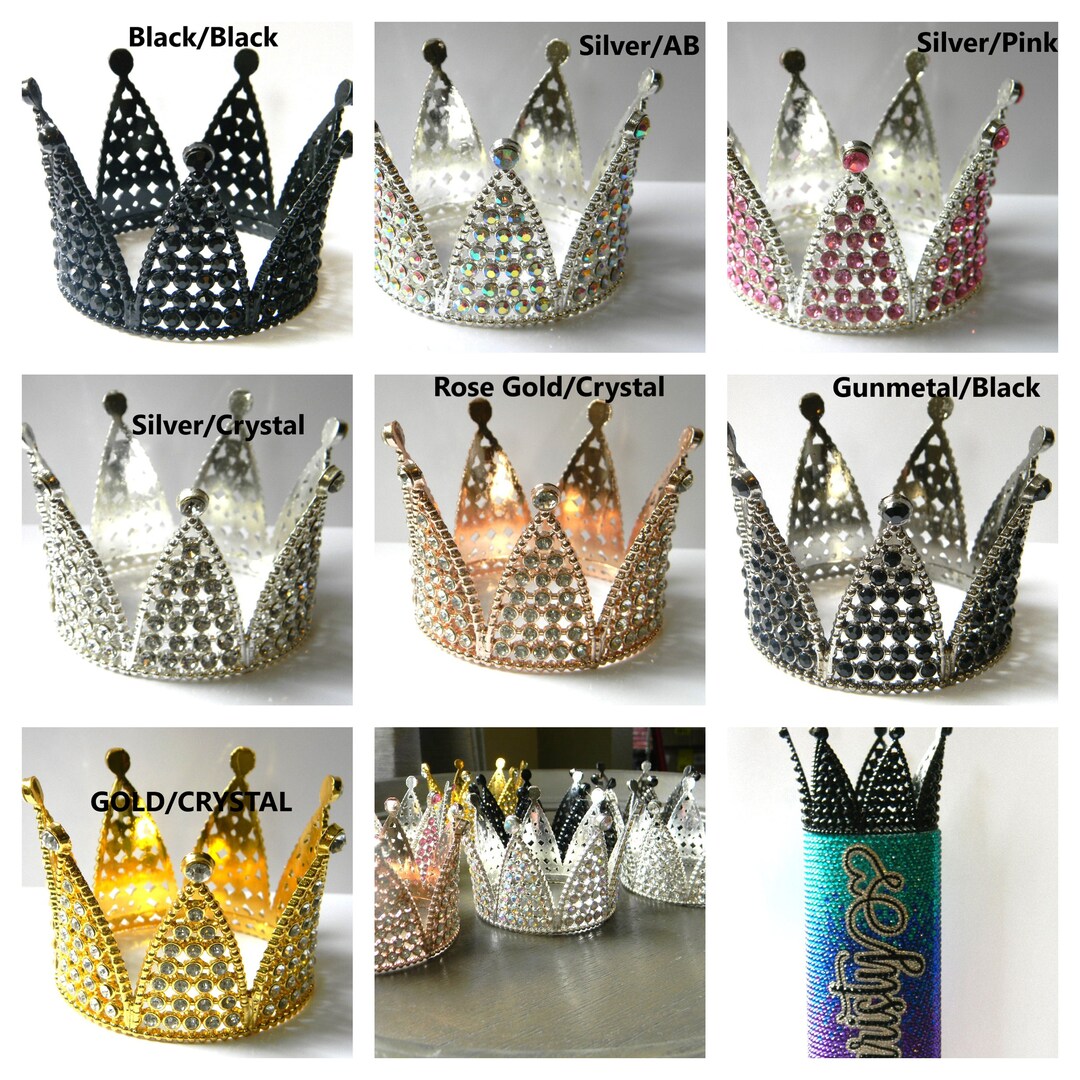 CROWN TOPPERS for Tumblers Glass Rhinestones Crystal Bling Embellished ...