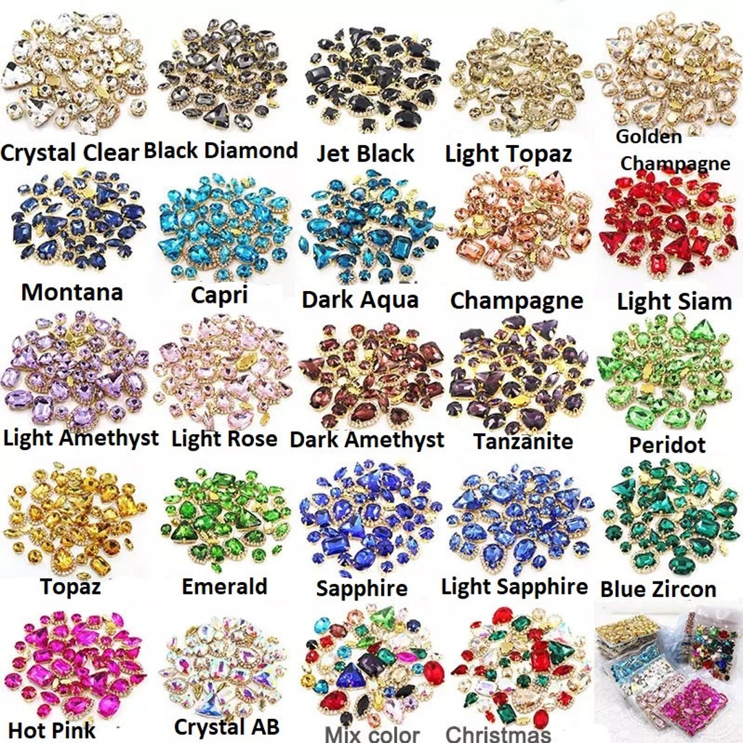 50 Pieces Assorted Gold Metal Flatback Rhinestone Button Embellishments ...