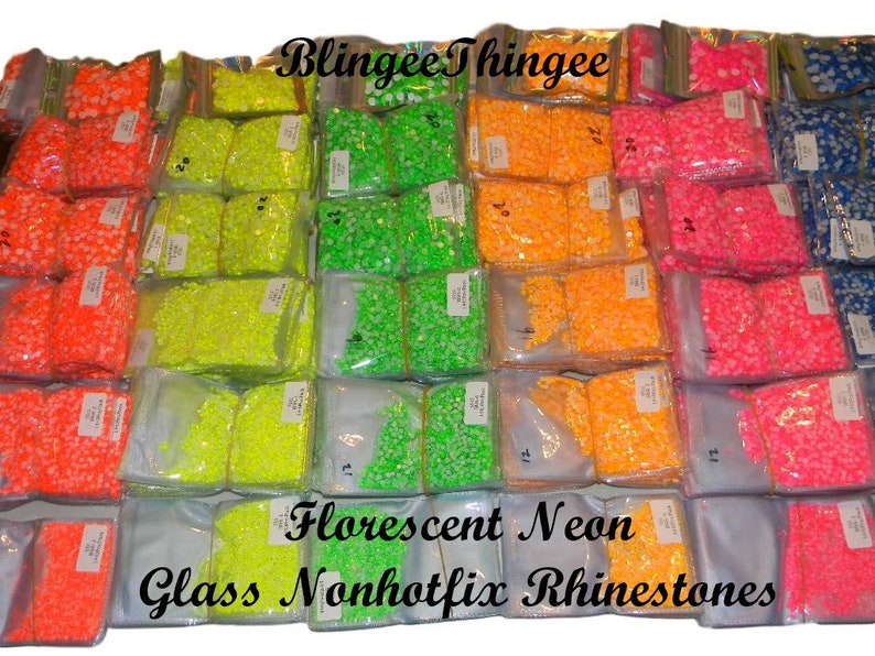FLORESCENT NEON Glass Flatback Nonhotfix Loose Rhinestones - Etsy