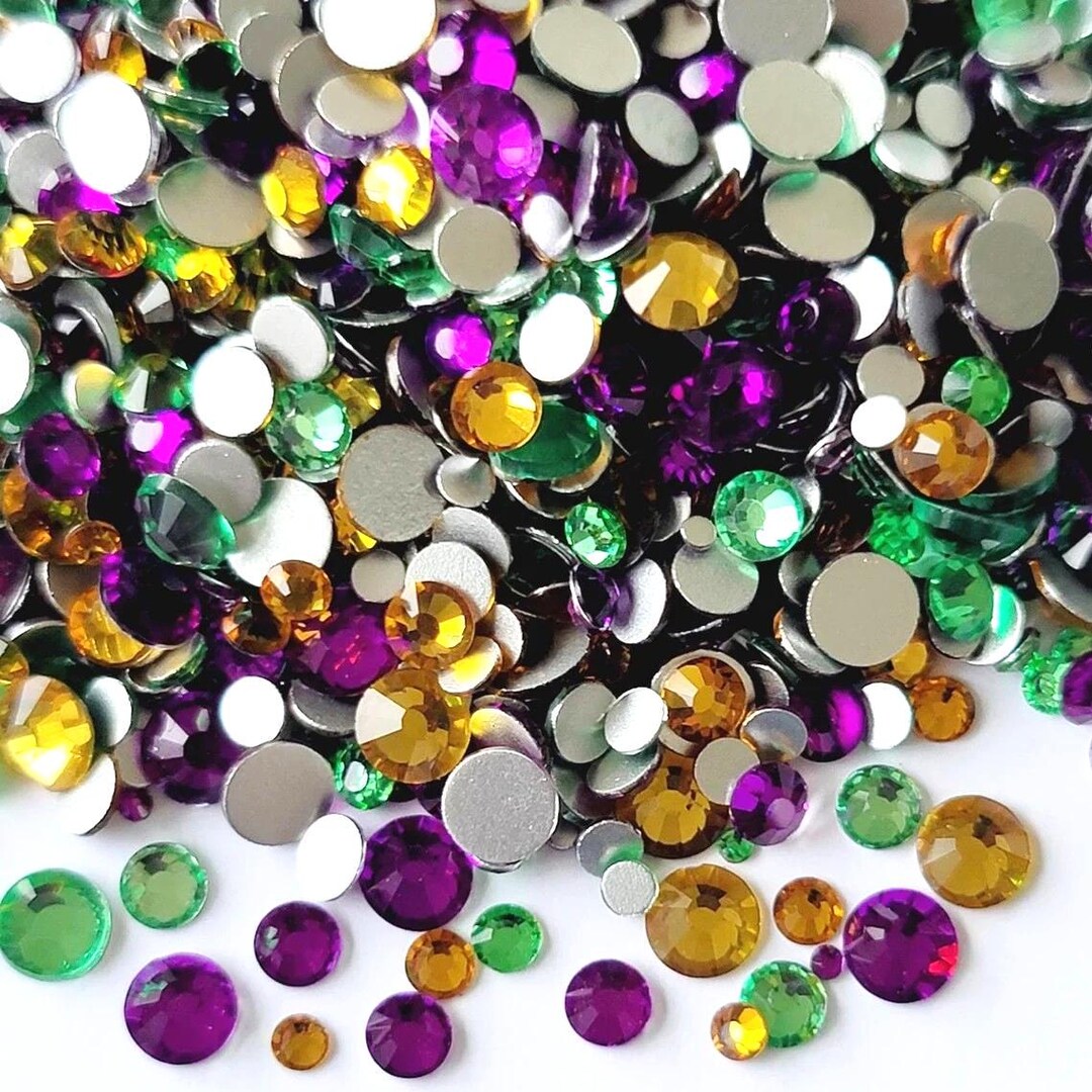 Mardi Gras Luxury Bling Mix Flatback Glass Rhinestones Assorted Colors ...