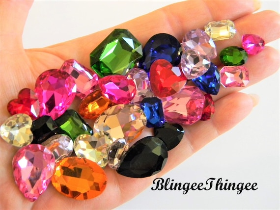 MIXED SOLID Colors Glass Point Back Gems Jewels Rhinestones - Etsy