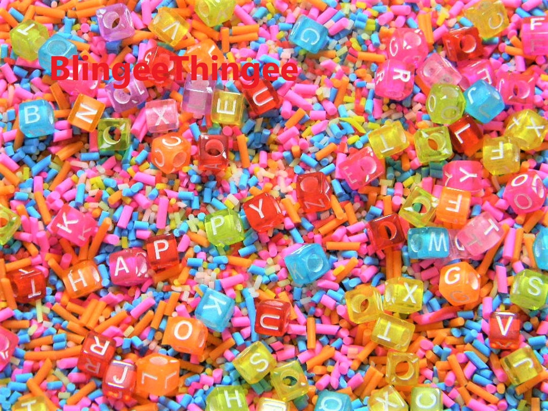 ALPHABET SOUP Fake Sprinkles Beads With Letters DIY Slime Charms Kawaii ...