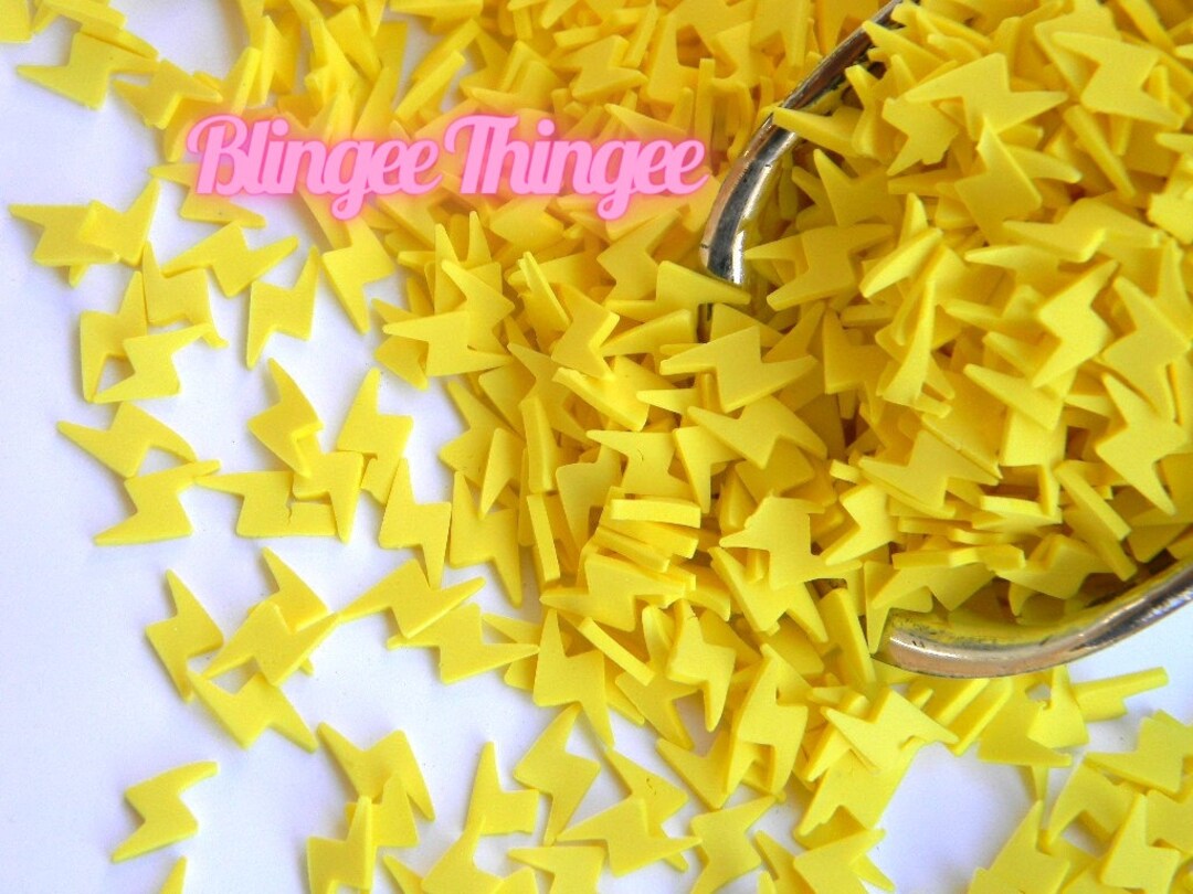 Yellow Lightning Bolts Polymer Clay Fake Sprinkles Slices NON EDIBLE ...