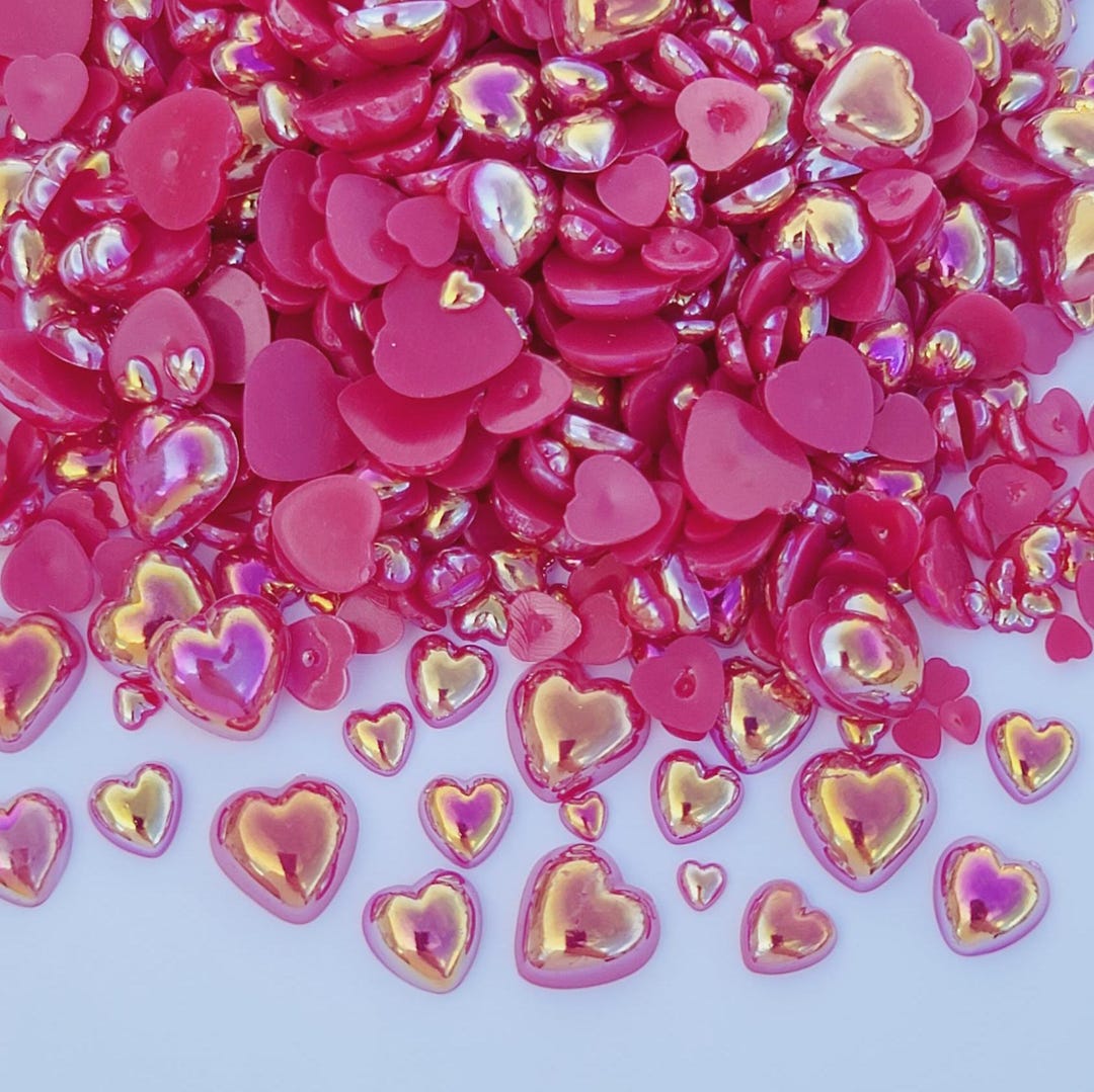 Rose AB HEART Flatback Pearls Choose Size or Mixed Sizes 4mm 6mm 8mm ...
