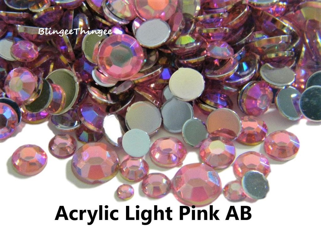 ACRYLIC Light Pink AB Flatback Rhinestones Nonhotfix Faceted Sparkly ...