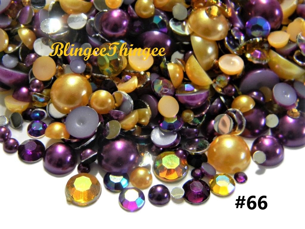 MIXES Rhinestones and Pearls Mixed 30 GRAMS Flatback Faux Half | Etsy