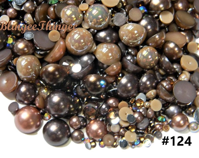 Mixed Sizes Colors Flatback Faux Half Round AB Pearls Resin Rhinestones ...