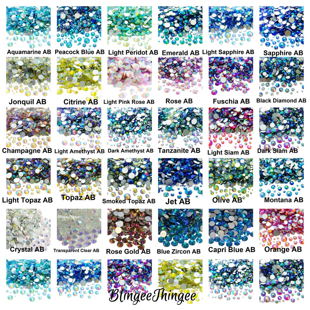 GLASS AB Choose Color and Size Flatback Nonhotfix High Quality Faceted ...