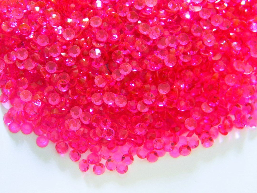 Clearance TRANSPARENT SOLID Fushia Flatback Resin Rhinestones With No ...