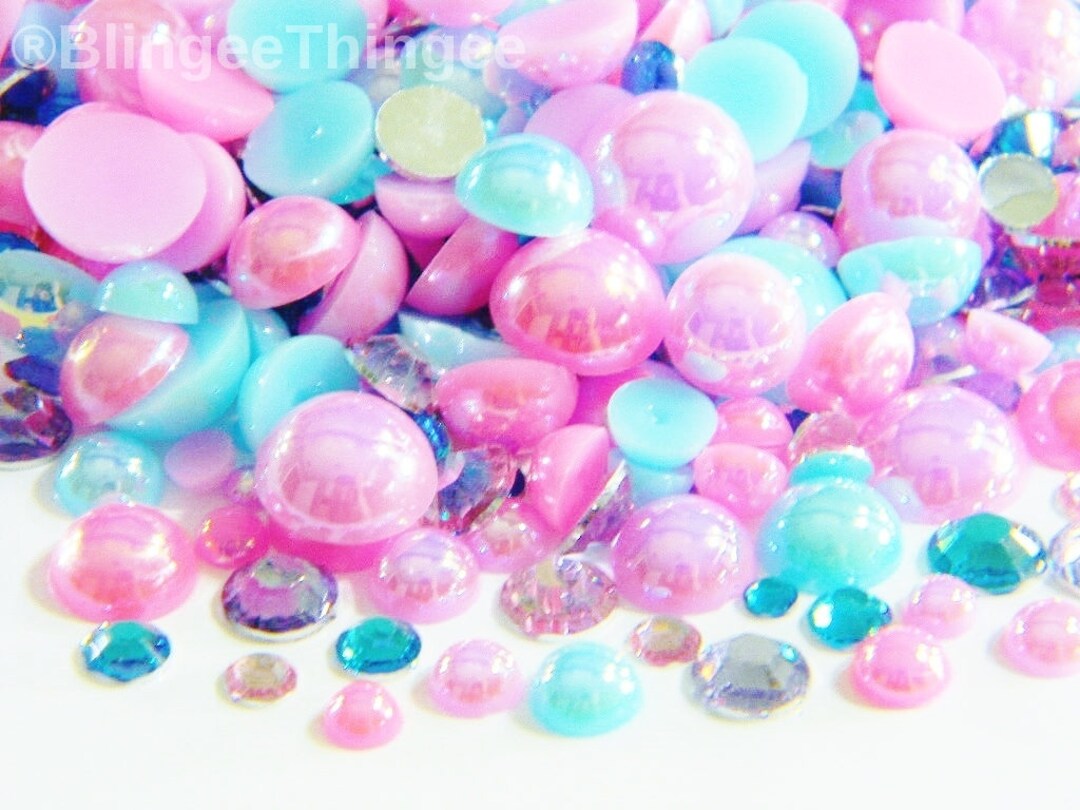 30 Grams Mixed Sizes Colors Pink AB Light Purple Ab Aqua Blue Ab ...