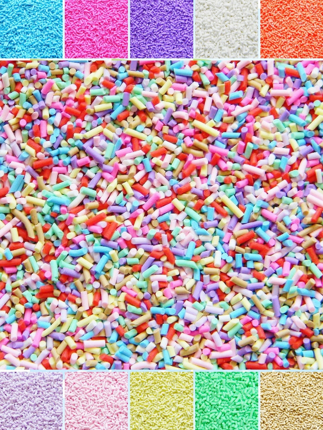 CHOOSE COLOR Short Fake Sprinkles Kawaii Polymer Clay Faux Miniature ...