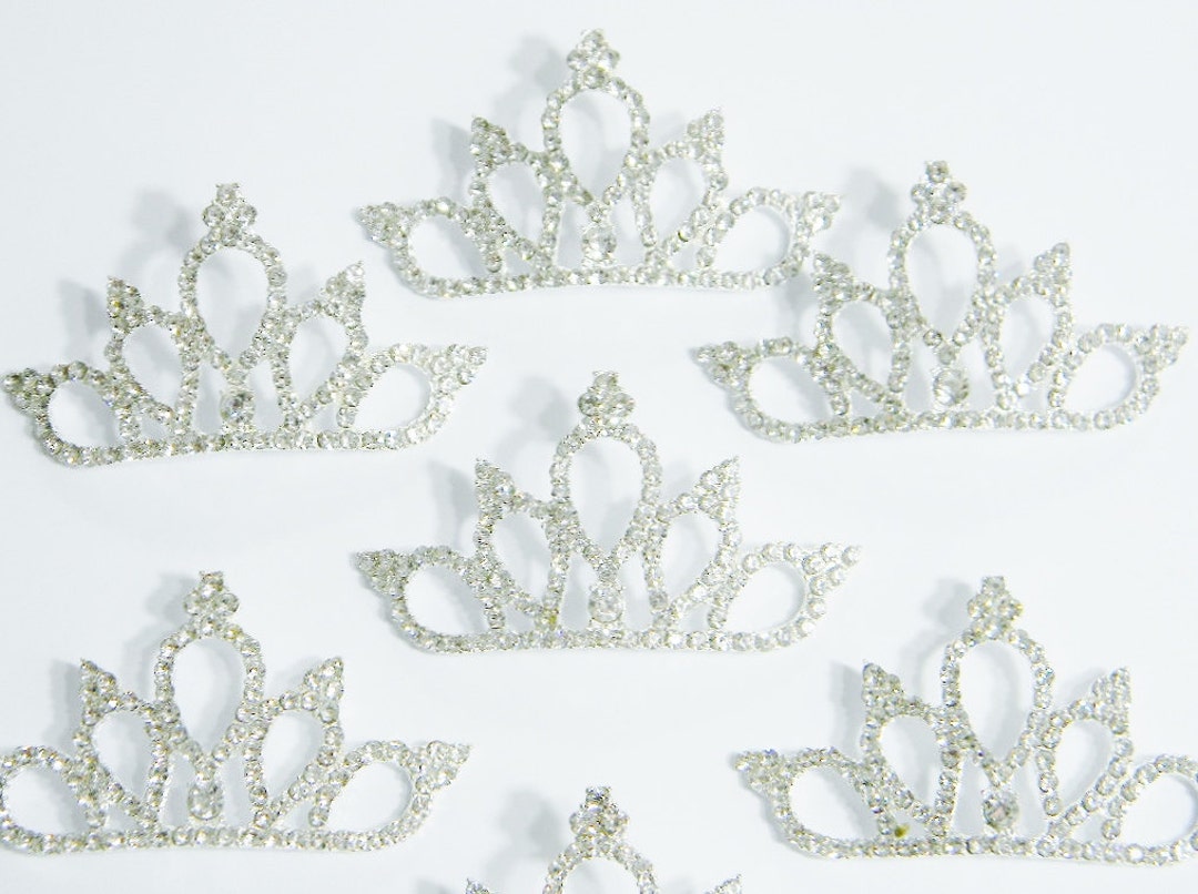 Tiara Silver Metal Rhinestone Crown Embellishment Flatback Accessory ...