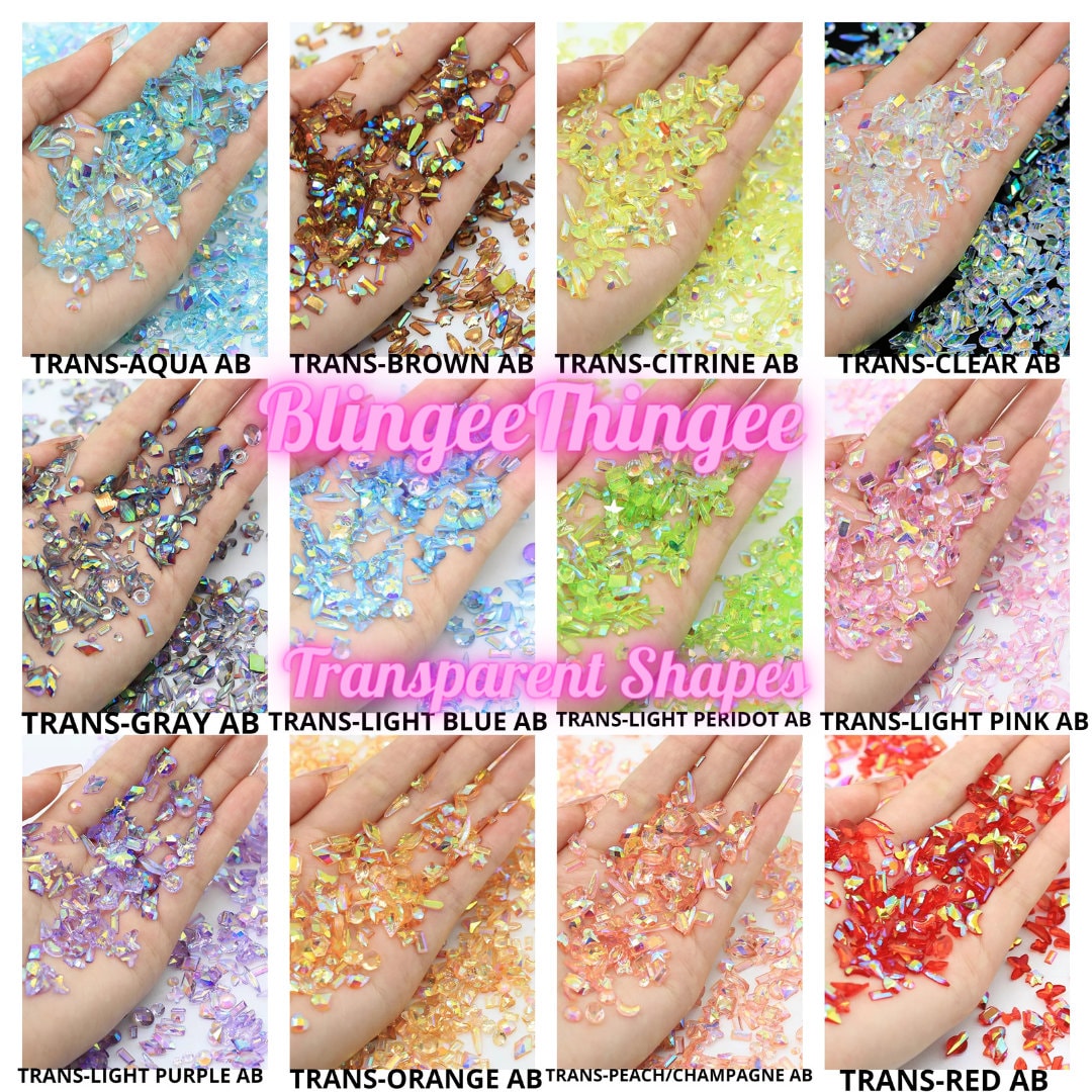 TRANSPARENT AB Shapes Assortment Shapes Sizes Flatback Rhinestones ...
