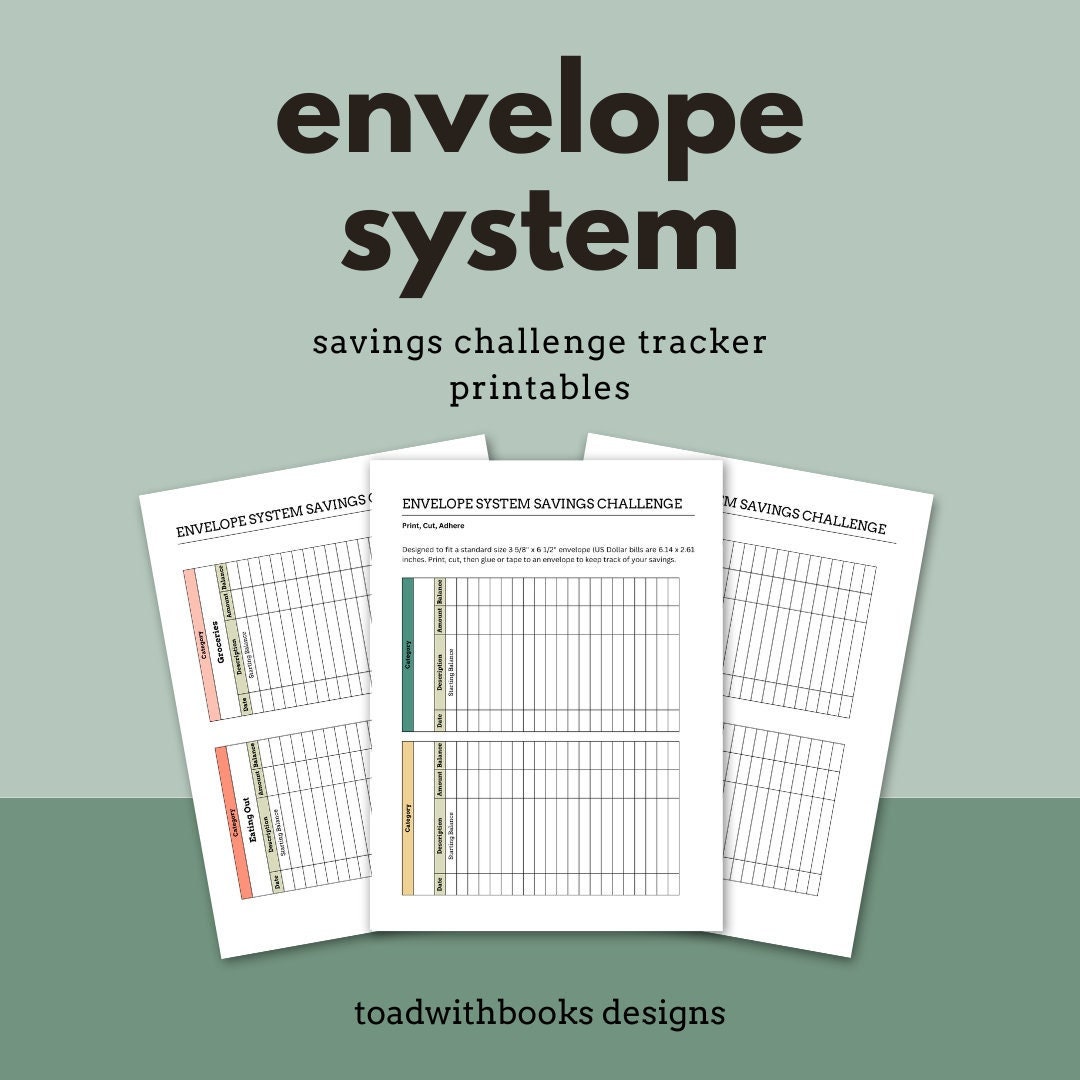 Envelope System Tracker Printable Instant Download Savings Trackers ...