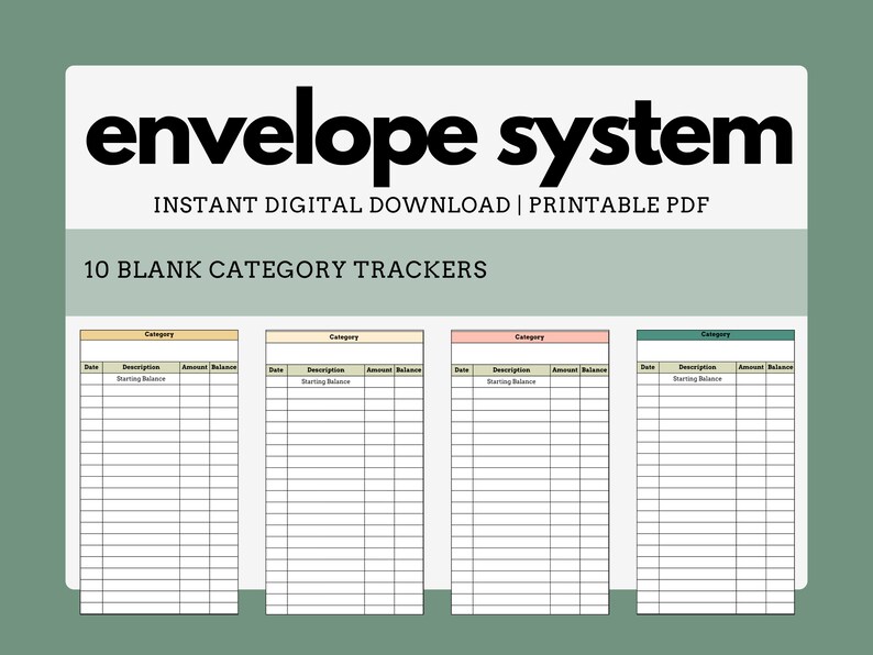 Envelope System Tracker Printable Instant Download Savings Trackers ...