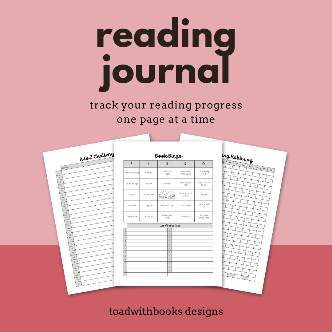 Reading Journal Printable Book Tracker & Reading Challenges Book Review ...