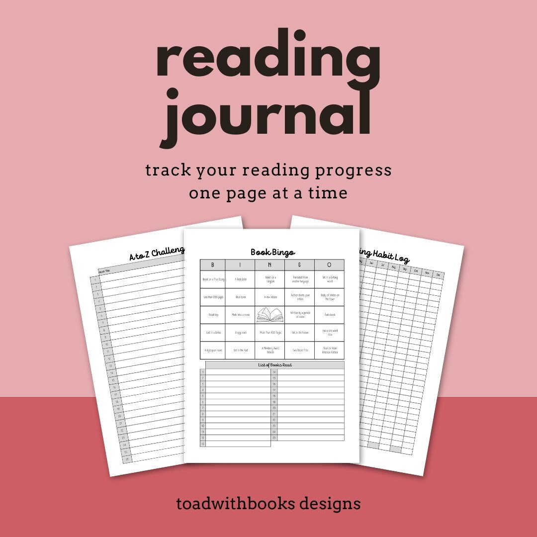 Reading Journal Printable Book Tracker & Reading Challenges Book Review ...