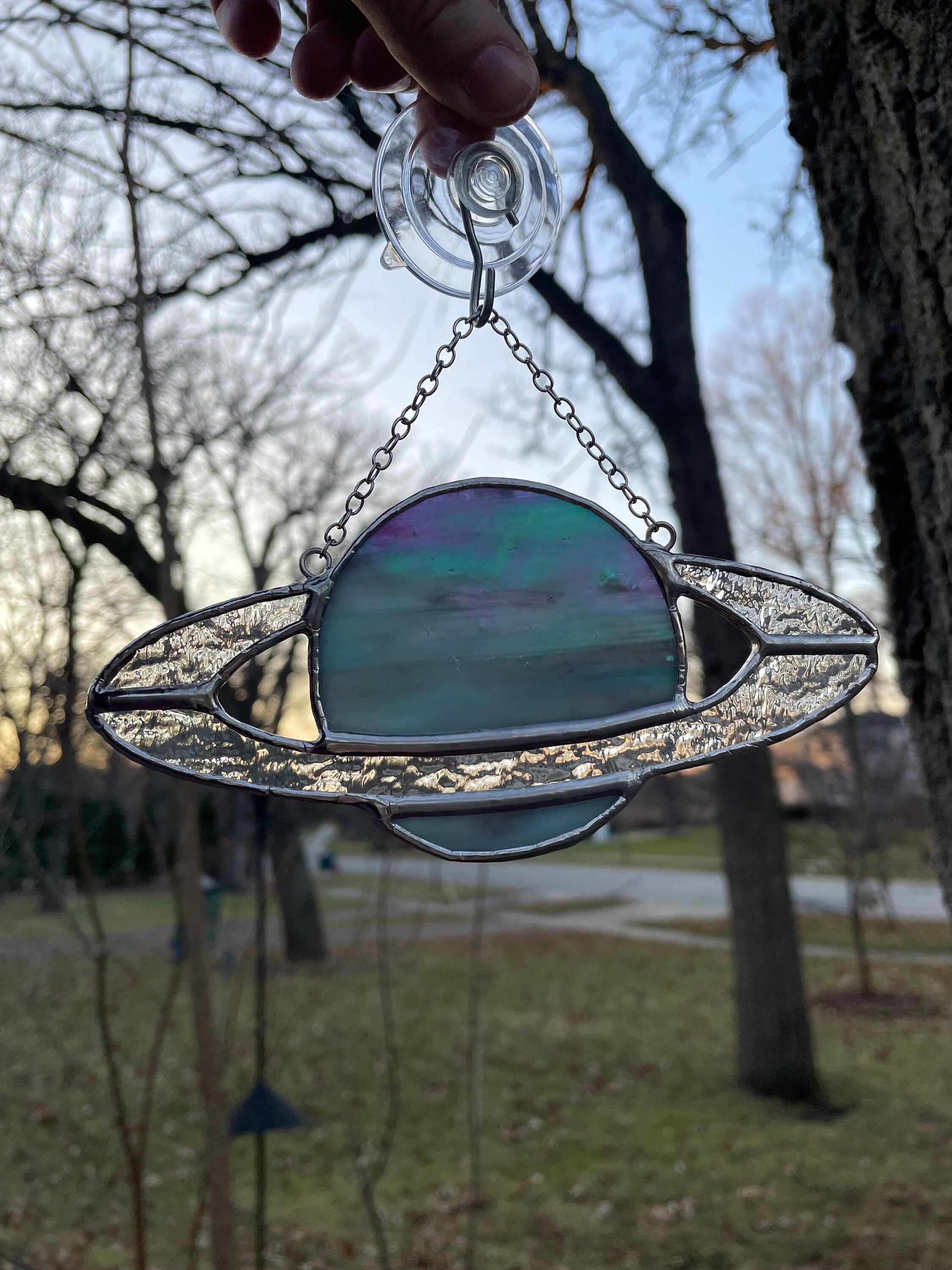 Stained Glass Iridescent Blue Saturn Purple Clear Textured Glass ...
