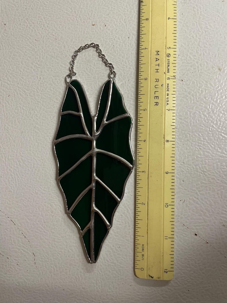Aloclasia Leaf Stained Glass Suncatcher Wall Hanging Plant Aesthetic ...