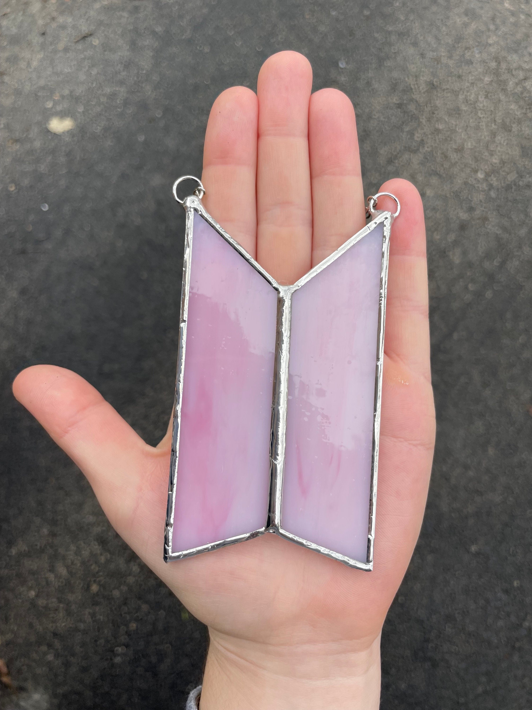 BTS Stained Glass ARMY Pink Logo Window Hanging Suncatcher BTS Jimin ...