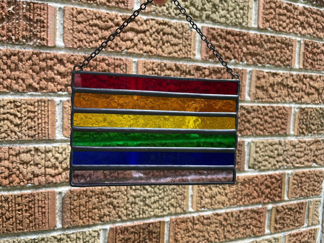 Stained Glass Rainbow Flag Pride Flag Rainbow Striped Glass Mixed ...
