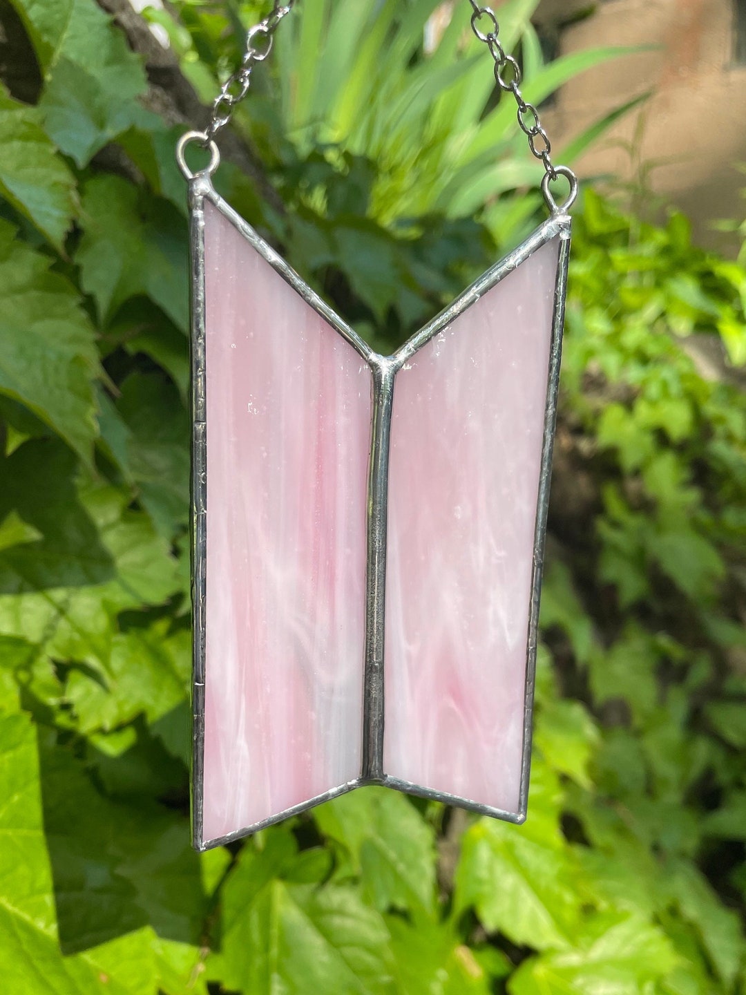 BTS Stained Glass ARMY Pink Logo Window Hanging Suncatcher BTS Jimin ...
