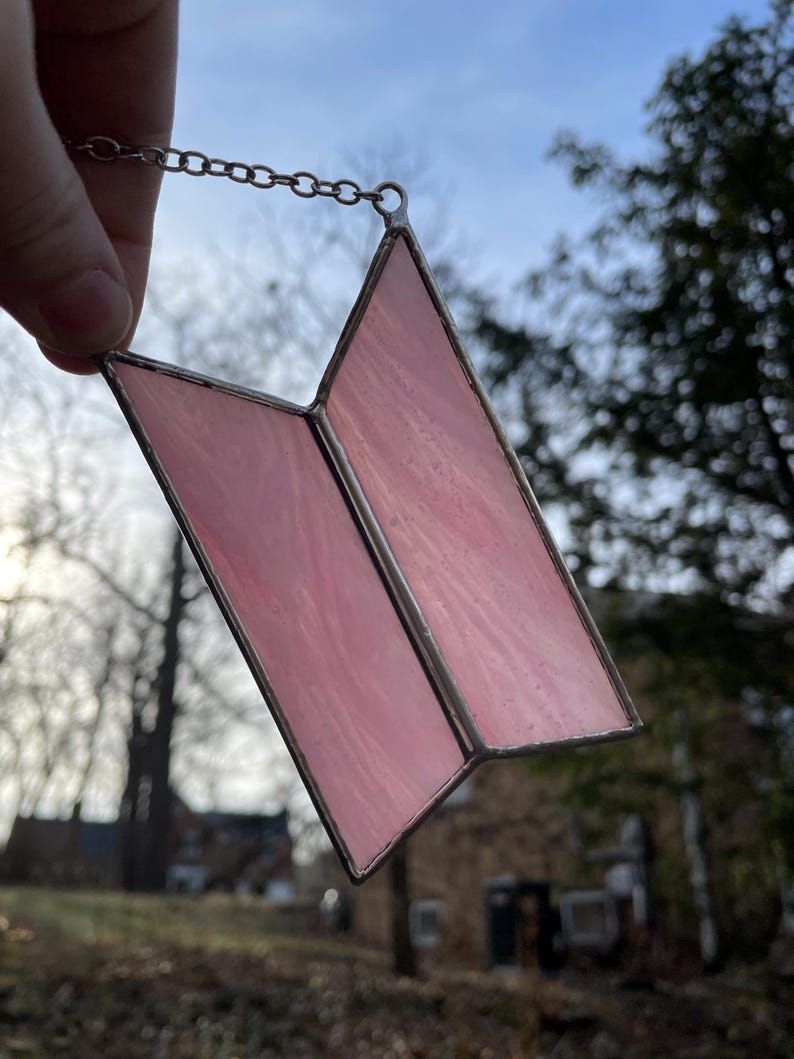 BTS Stained Glass ARMY Pink Logo Window Hanging Suncatcher BTS Jimin ...