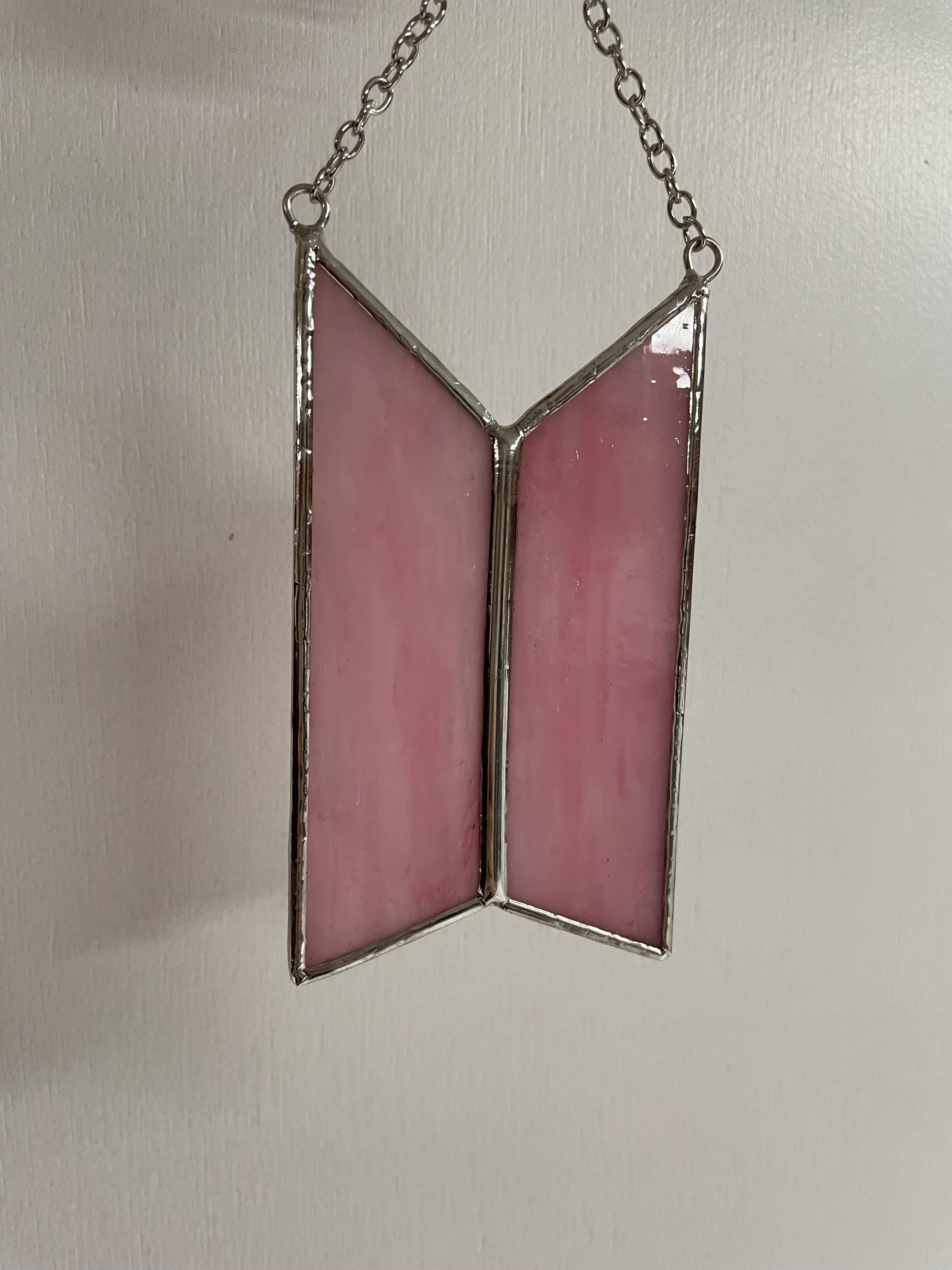 BTS Stained Glass ARMY Pink Logo Window Hanging Suncatcher BTS Jimin ...