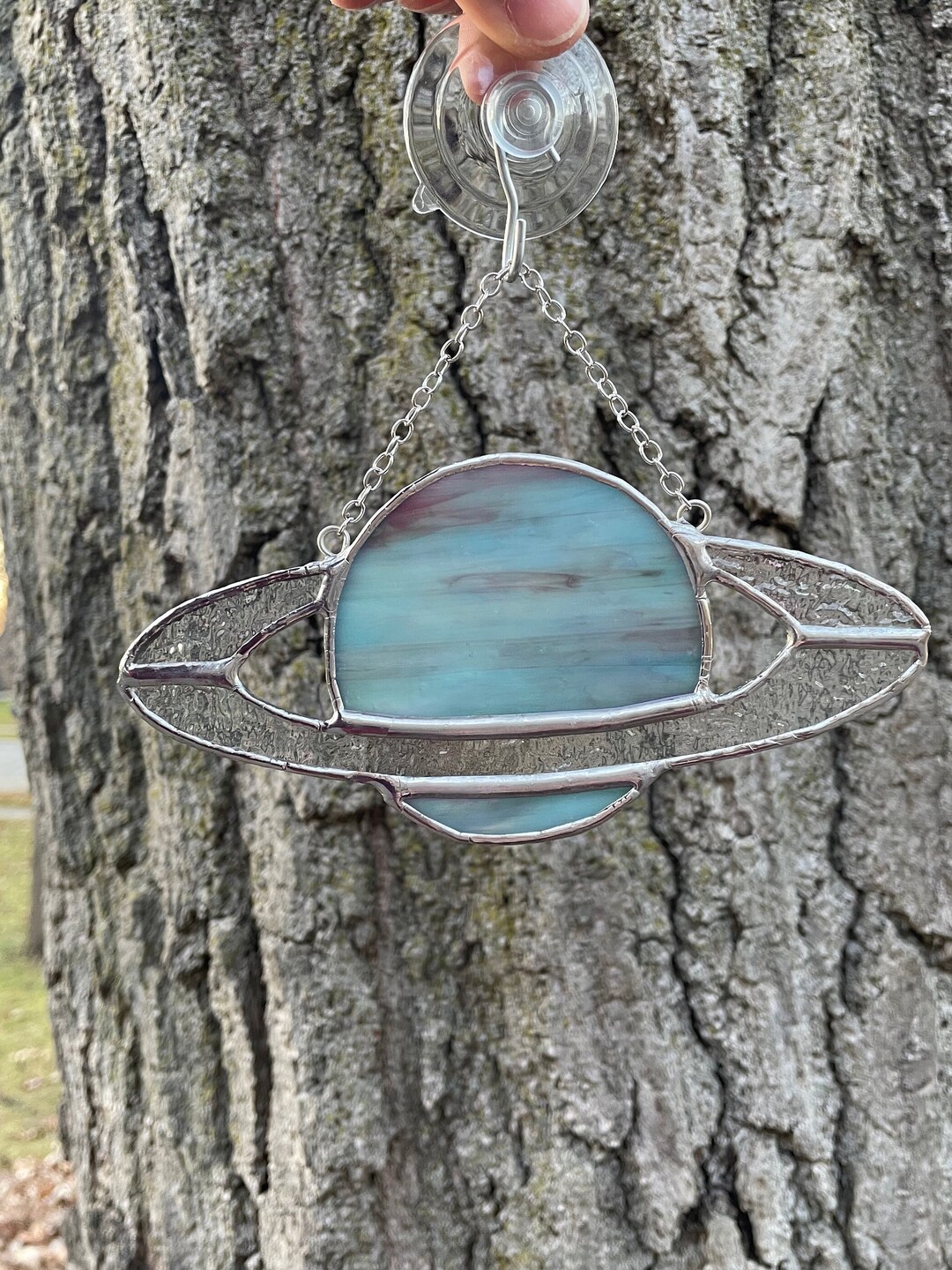 Stained Glass Iridescent Blue Saturn Purple Clear Textured Glass ...
