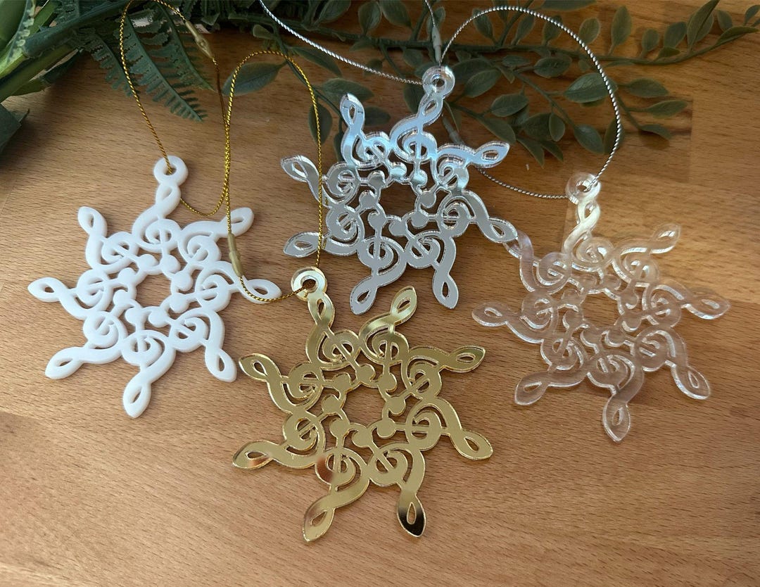 Treble Clef Snowflake Ornament - Etsy