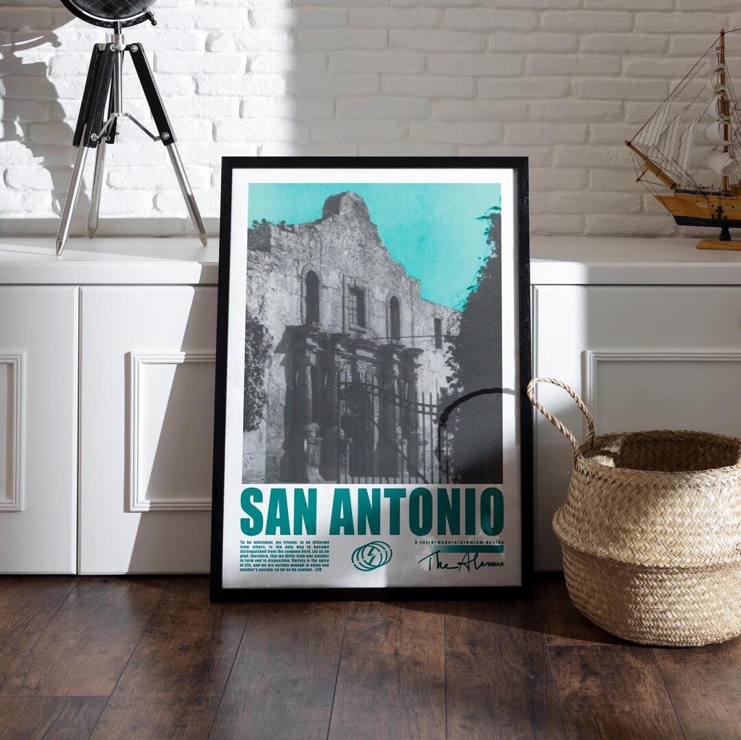 The Alamo Retro Poster San Antonio Texas Art Print Alamo Wall Decor ...