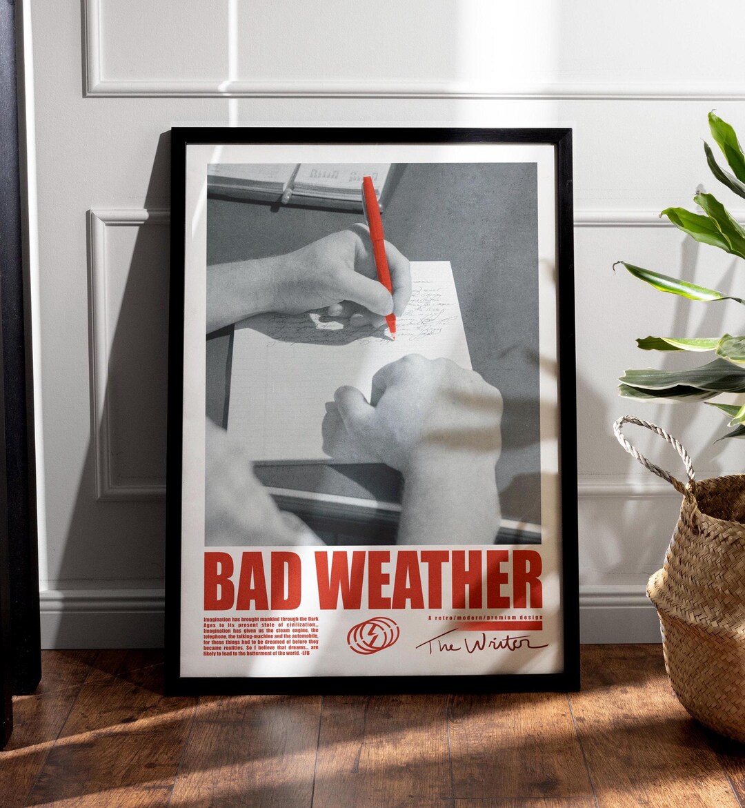 Vintage Poster Writing With a Left Handed Writer Wall Art Writing ...