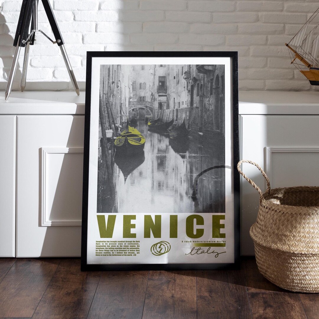 Retro Venice Print Venice Italy Wall Art Venice Canals Large Travel ...