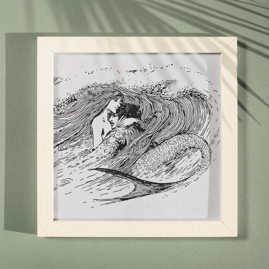 Little Mermaid Print Original Illustration of Hans Christian Andersen ...