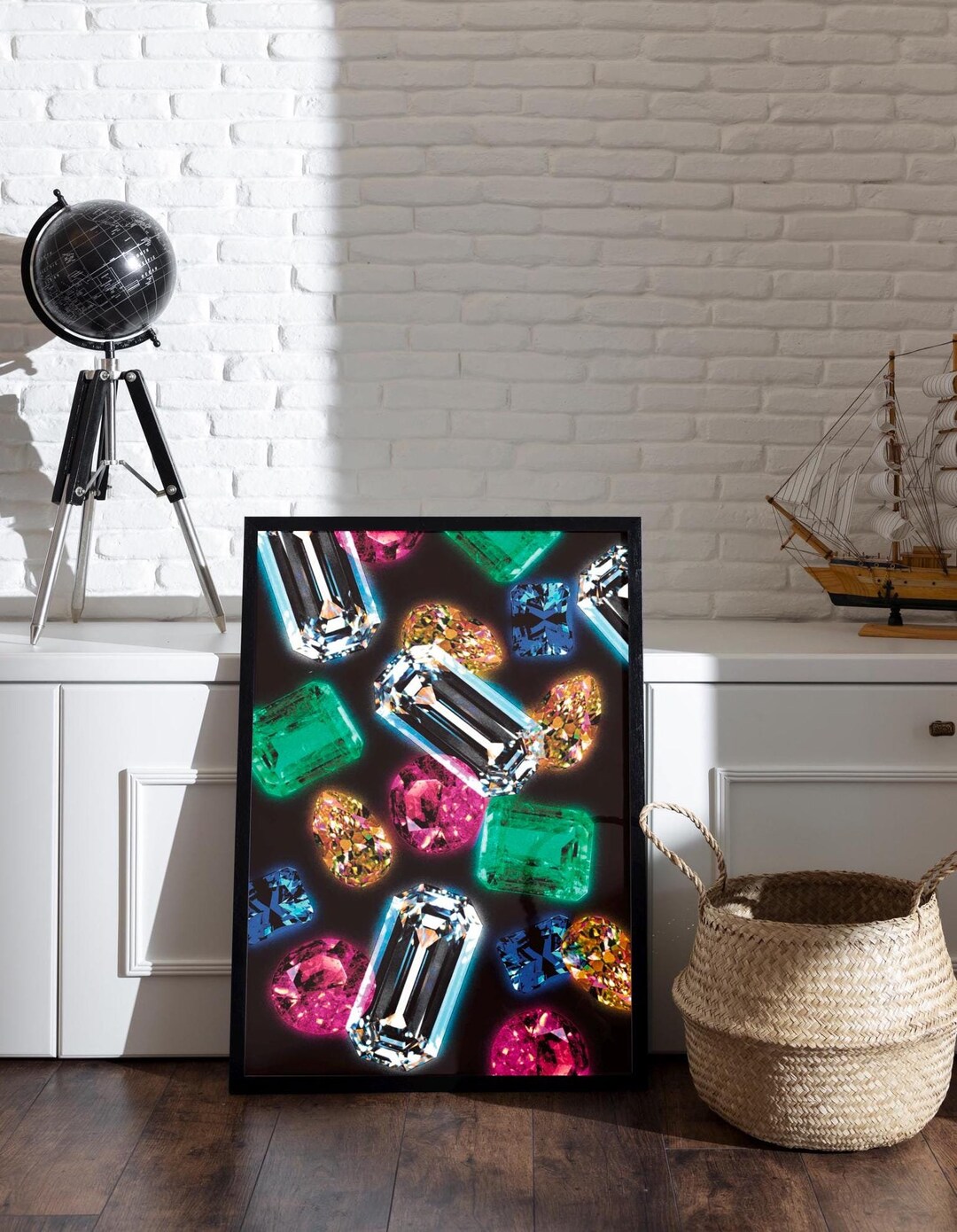 Bejeweled Poster Gemstone 1980s Retro Wall Art Diamonds Jewels Decor ...