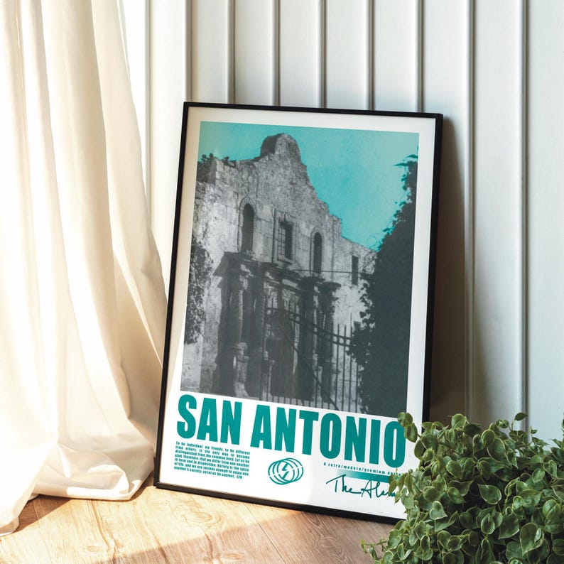 The Alamo Retro Art Print: San Antonio Texas Wall Decor - Etsy