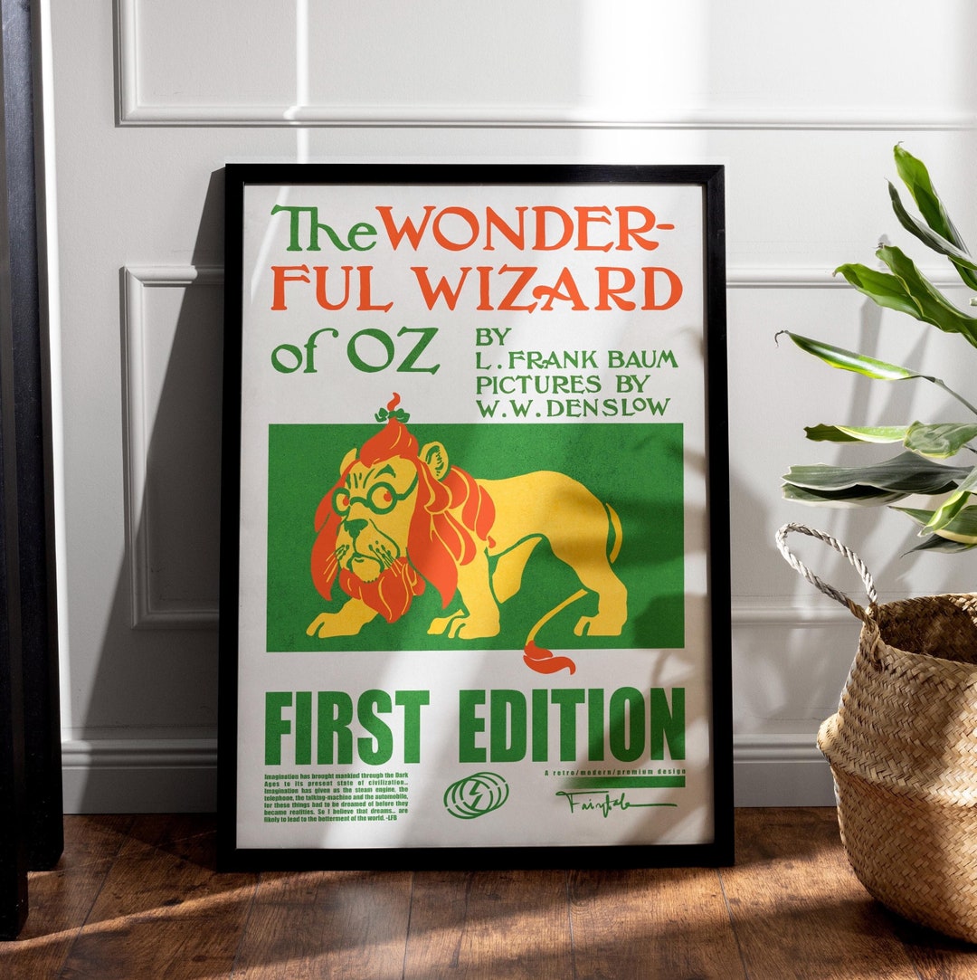 Wizard of Oz First Edition Book Poster Print of Classic Lion Cover of ...