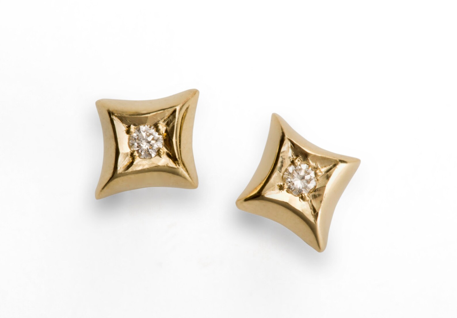 Solid 14K Gold Star-shape Stud Earring Diamond Star Studs - Etsy