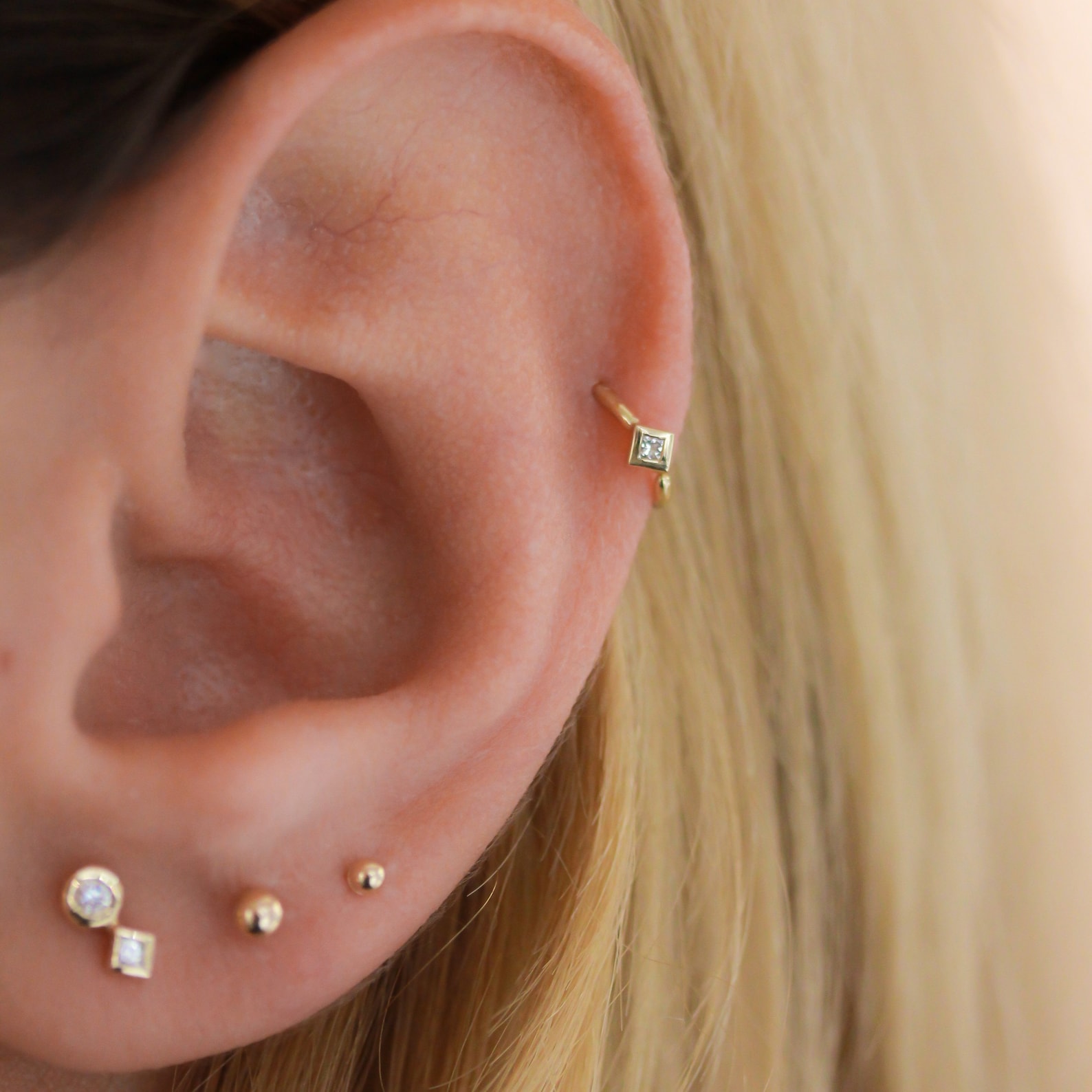 Diamond Helix Earring 14K Gold Helix Earring Helix Hoop - Etsy