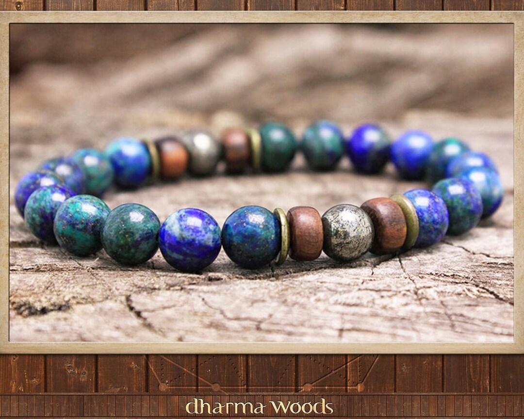 Positivity Men's Bead Bracelet, Yoga Mala Bracelet, Blue Armband Men's ...