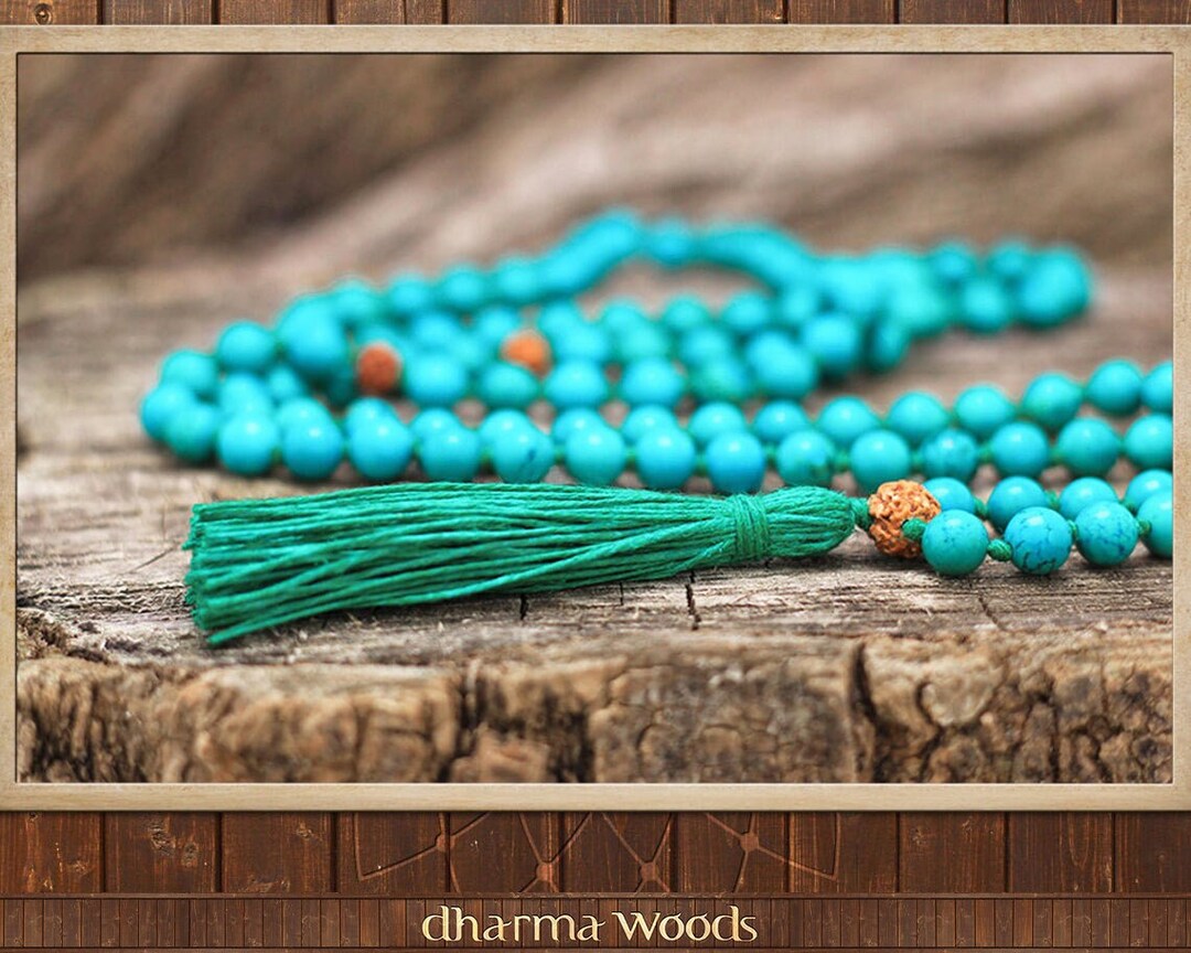 Turquoise 108 Mala, Positive Energy Mala, Women's Mindfulness, Blue ...