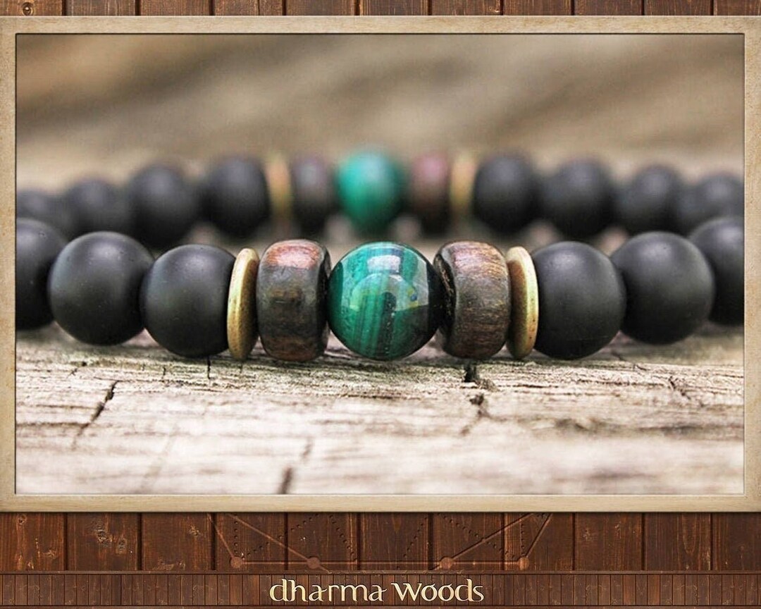 Men's Gemstone Bracelet, Handmade Bead Bracelet, Green Yoga Bracelet ...