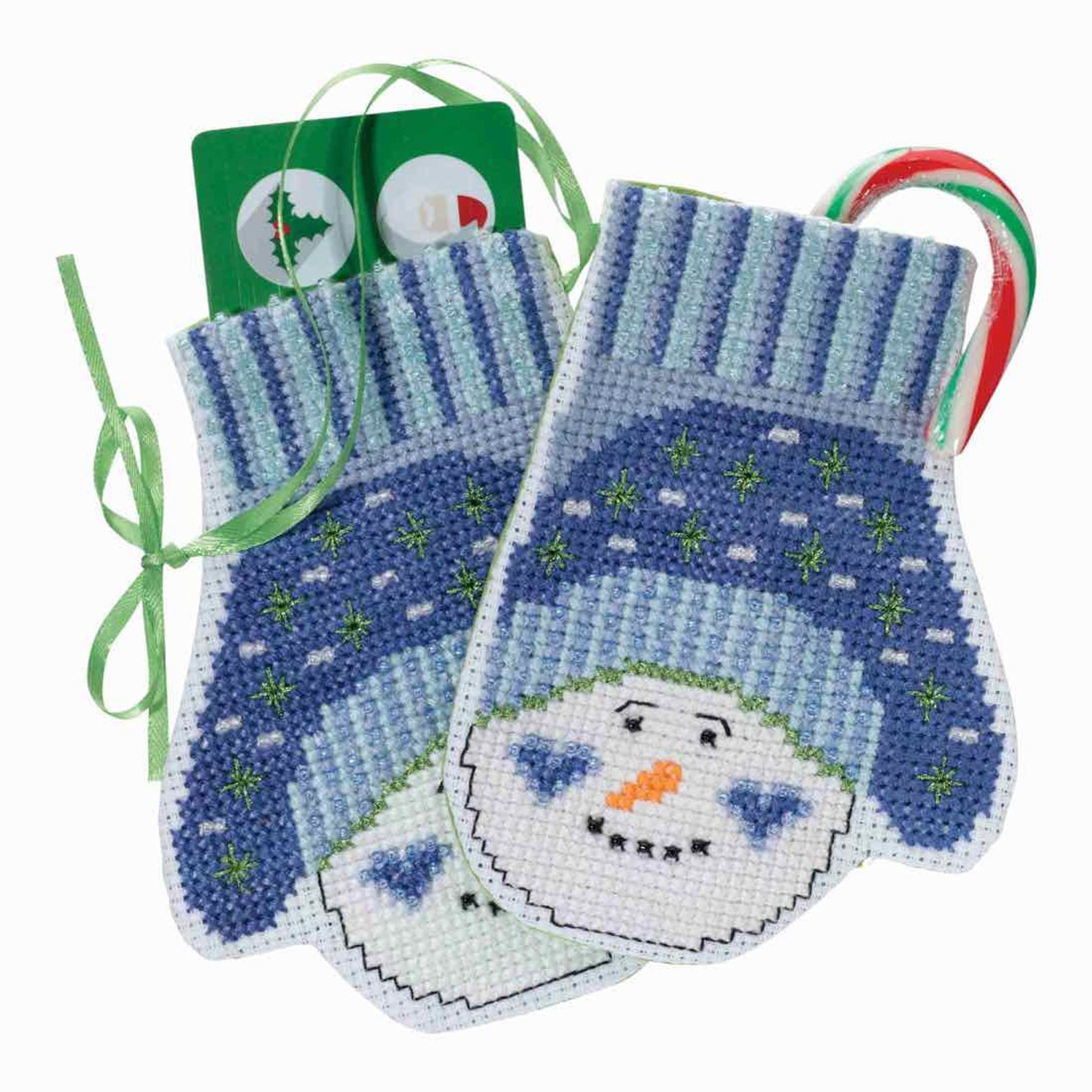 Snowman Mittens Beaded Cross Stitch Ornament Kit Mill Hill 2018 Mittens ...