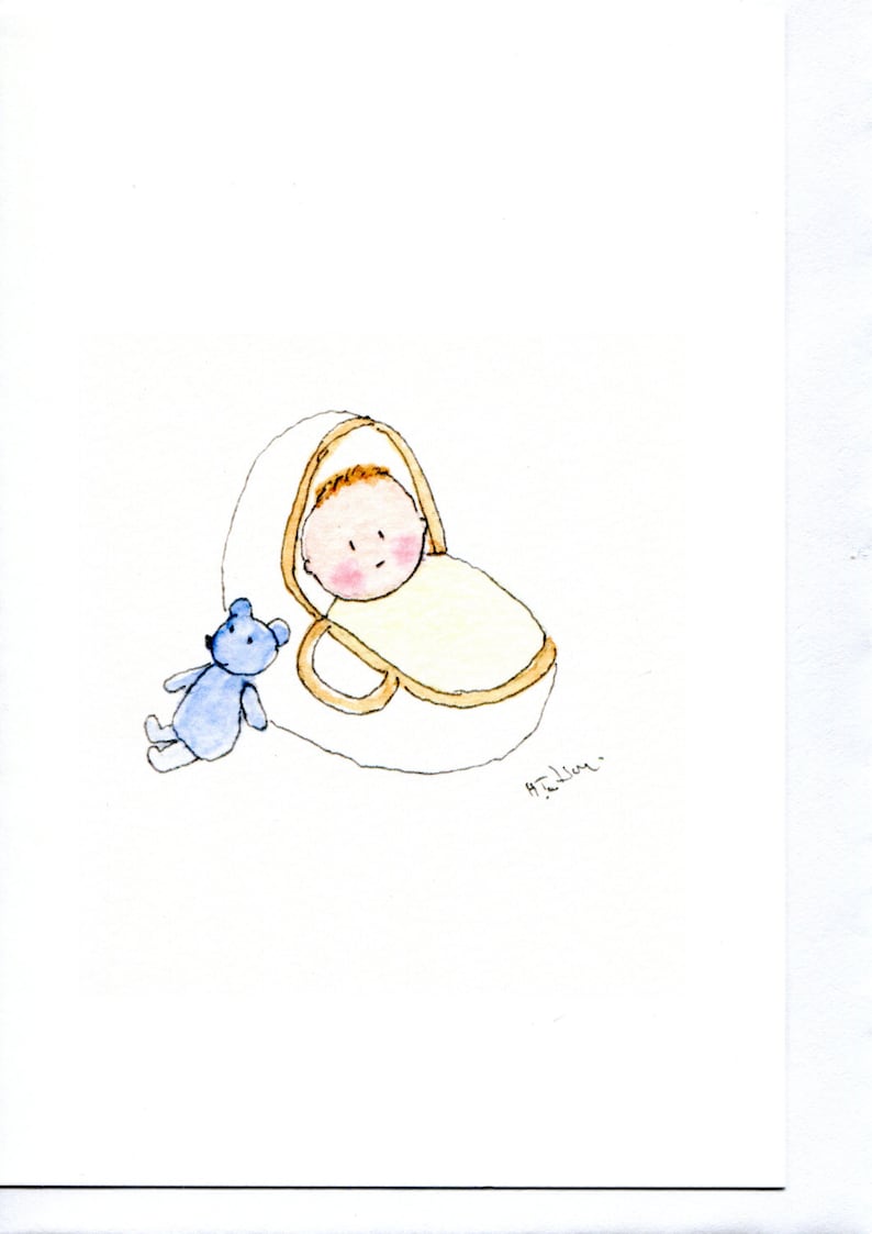 Newborn Baby Card Handmade and Printed From My Original - Etsy