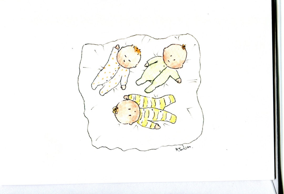 Triplets Card Gender Neutral Triplet Cards Handmade and Printed From My ...